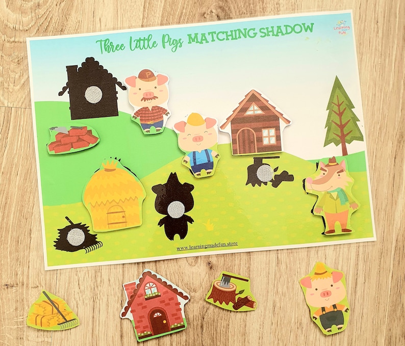 Three Little Pigs Matching Game: Toddler Learning Activity (PDF) - Etsy