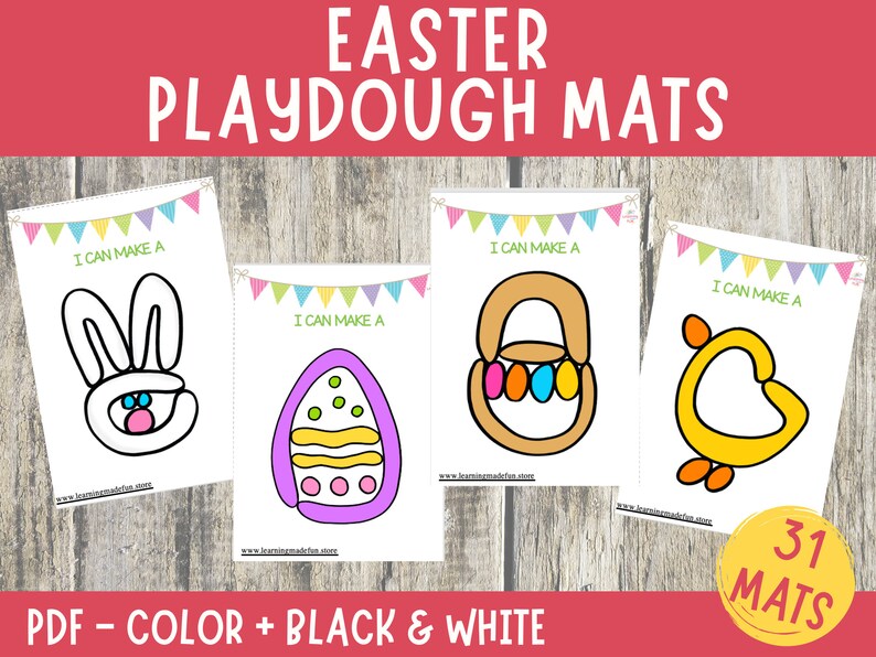 Easter Play Dough Mats Printable Play Doh Learning Toddler | Etsy