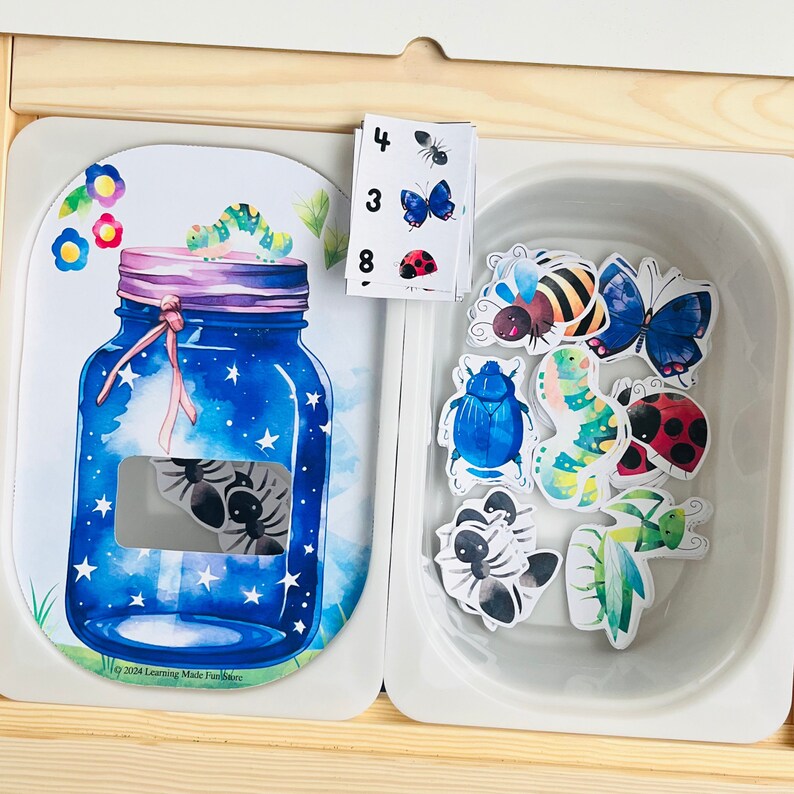 Bugs in Jar Counting Flisat Insert, Preschool Learning (digital ...