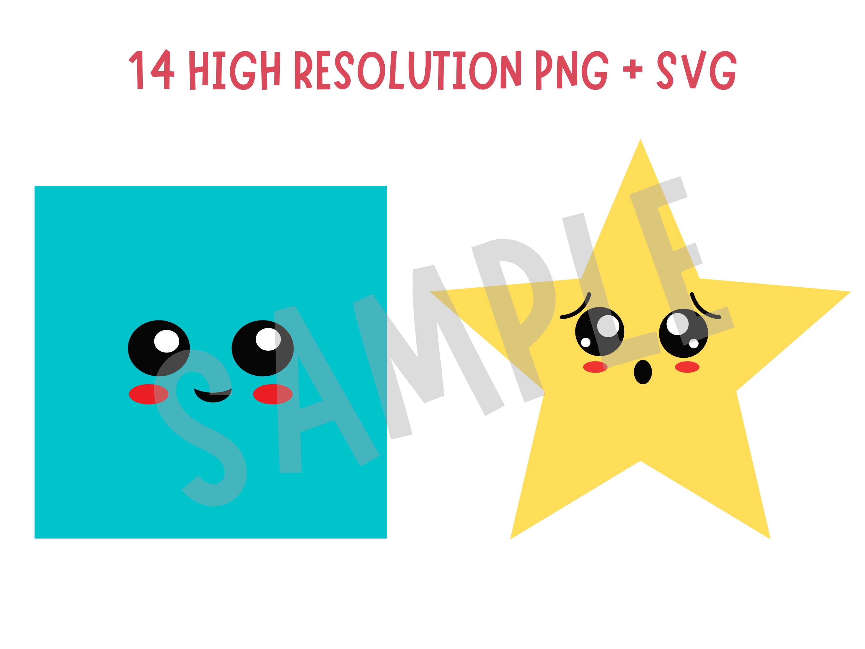 Shapes Clipart 2D Shapes Clip Art Kawaii Geometric Shapes - Etsy Israel