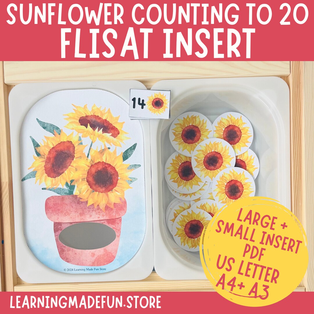 Sunflower Counting to 20, Printable Flisat Insert, Trofast Insert ...