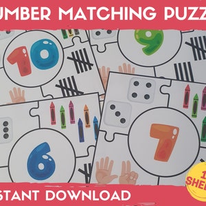 Numbers 1-10 Matching, Number Sense, Counting Activity, Preschool Math ...