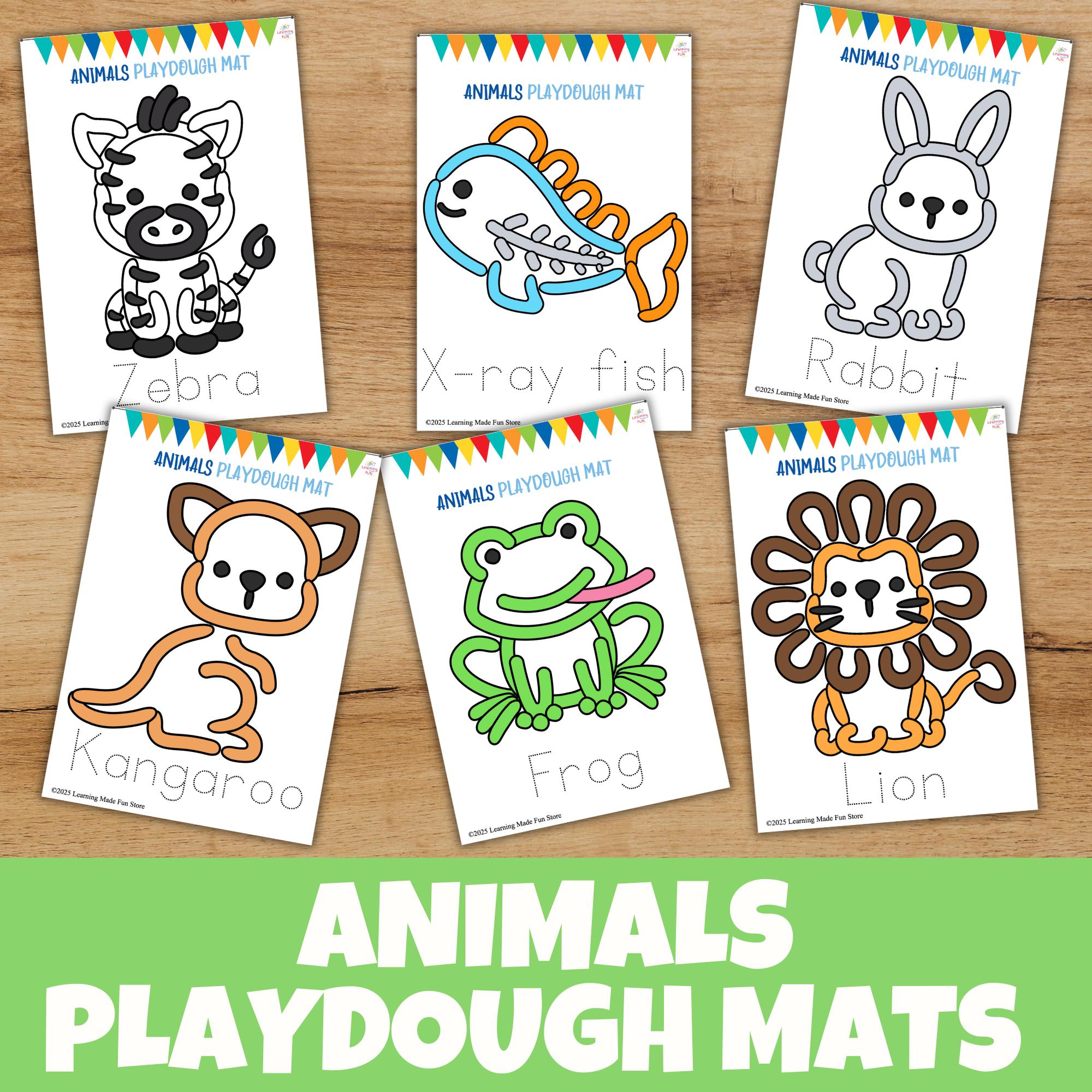 Animals Play Dough Mats, Zoo Animals Play Doh Activity, for Homeschool ...