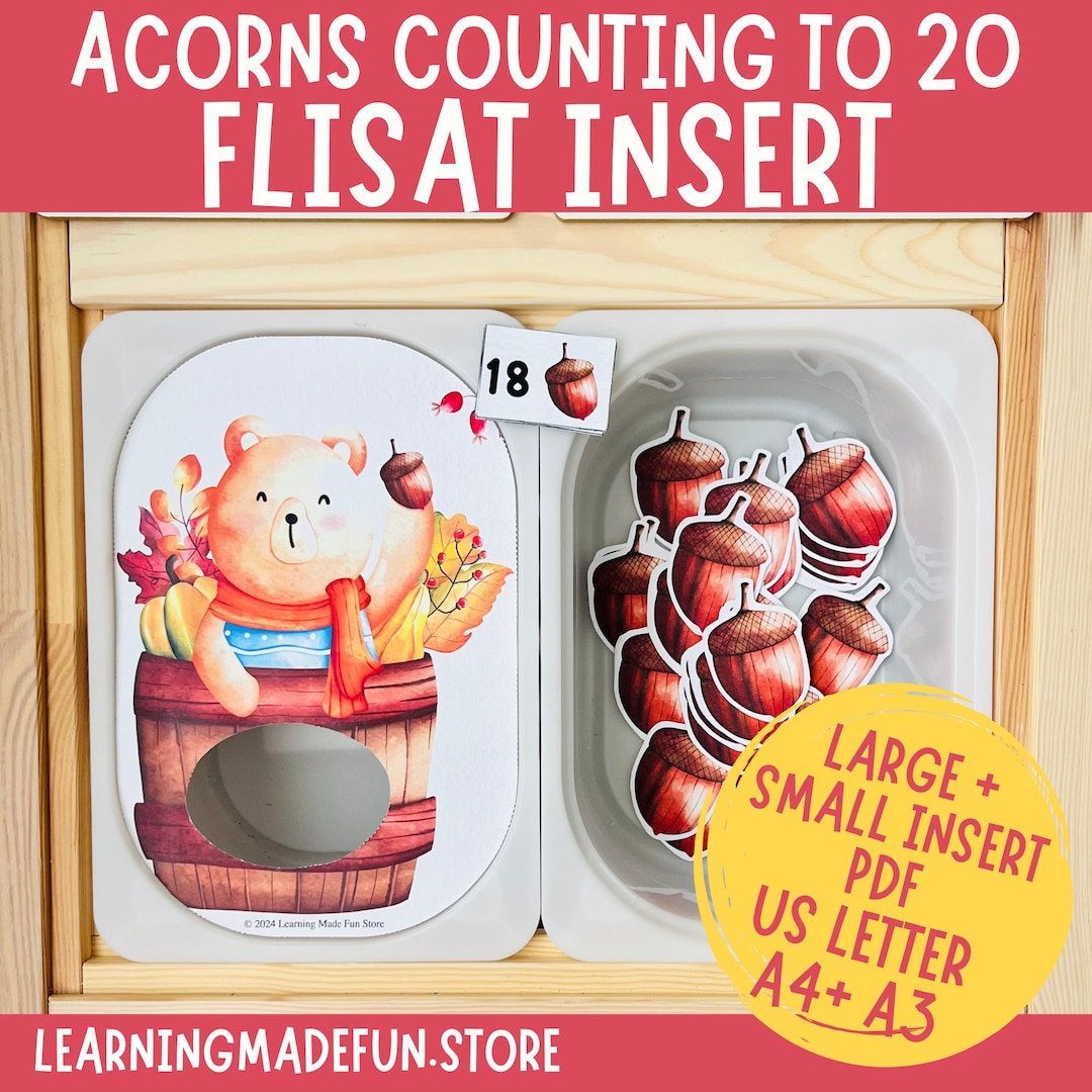 Acorns Counting to 20, Printable Flisat Insert, Trofast Insert ...