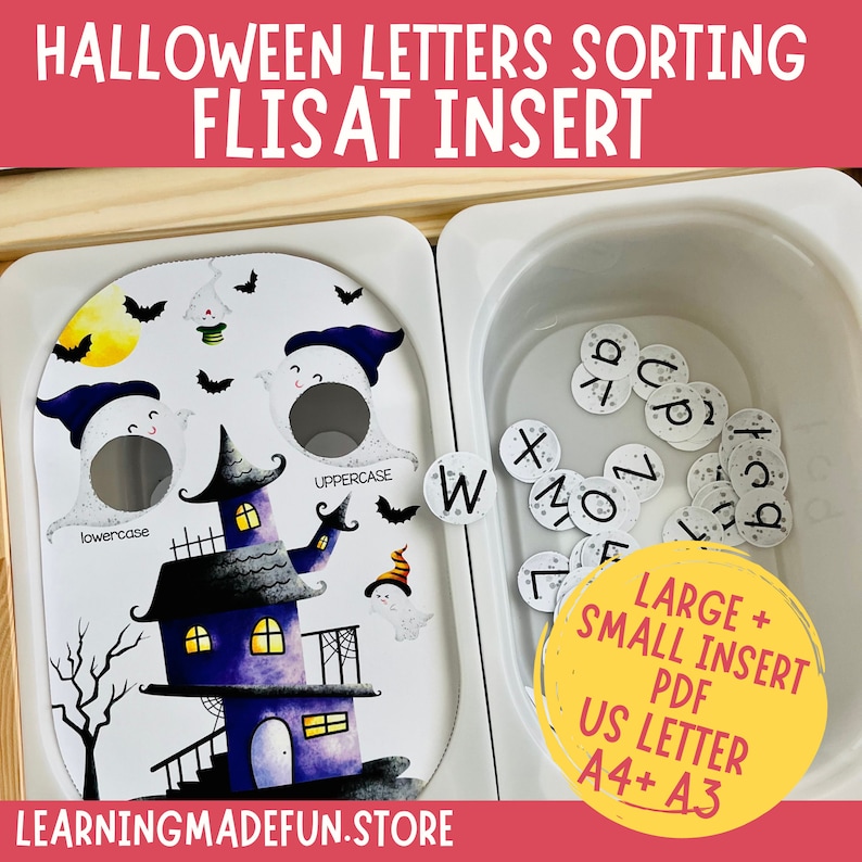 Halloween Letter Sorting Flisat Insert, Spooky Preschool Printable (PDF ...