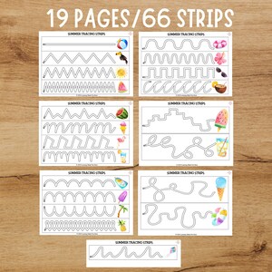 Summer Tracing Practice, Tracing Strips, Fine Motor Skills, Preschool ...