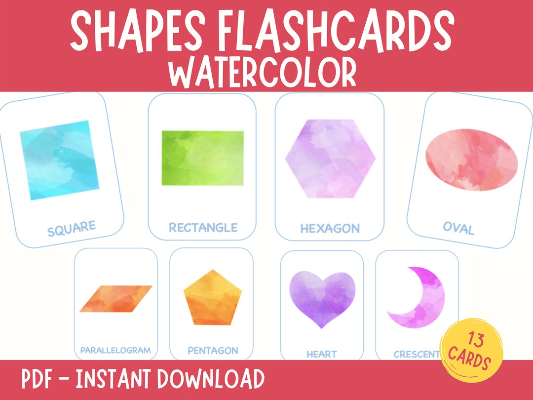 Shapes Flashcards, Shapes for Preschool, 2D Shapes Flash Cards ...
