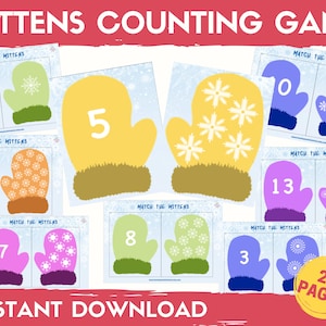 Mittens Counting Game: Numbers 1-20, Toddler Activity (digital Download ...
