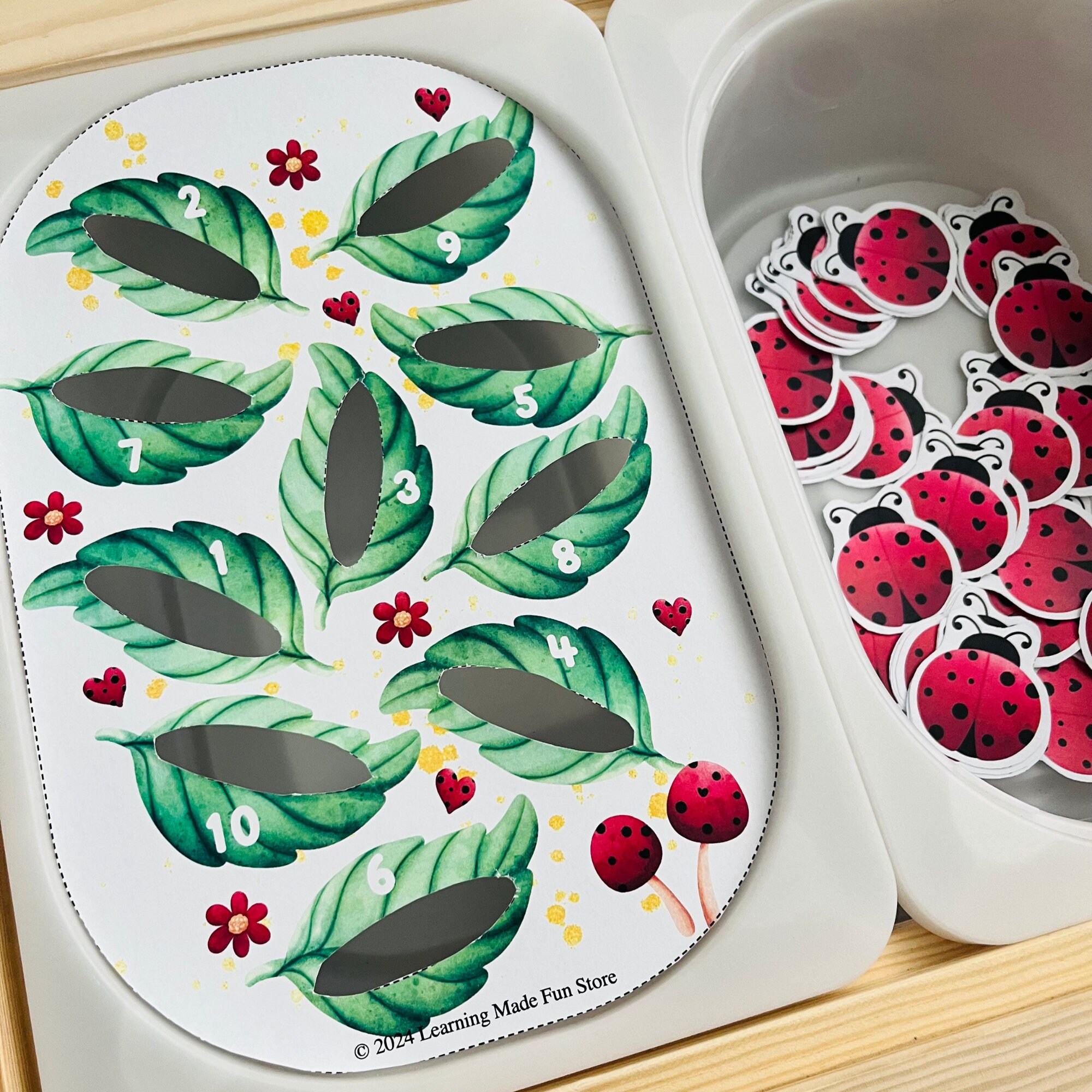 Ladybug Counting Flisat Insert, Preschool Sensory Play (digital ...