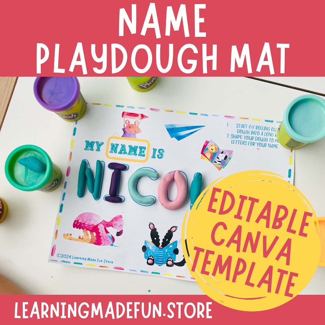 EDITABLE Play Dough Name Mat Personalized Fine Motor Skills Printable ...