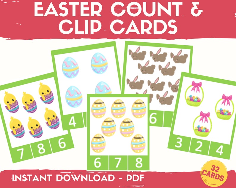 Easter Count Clip Cards Numbers 1-10 Count and Clip Activity - Etsy