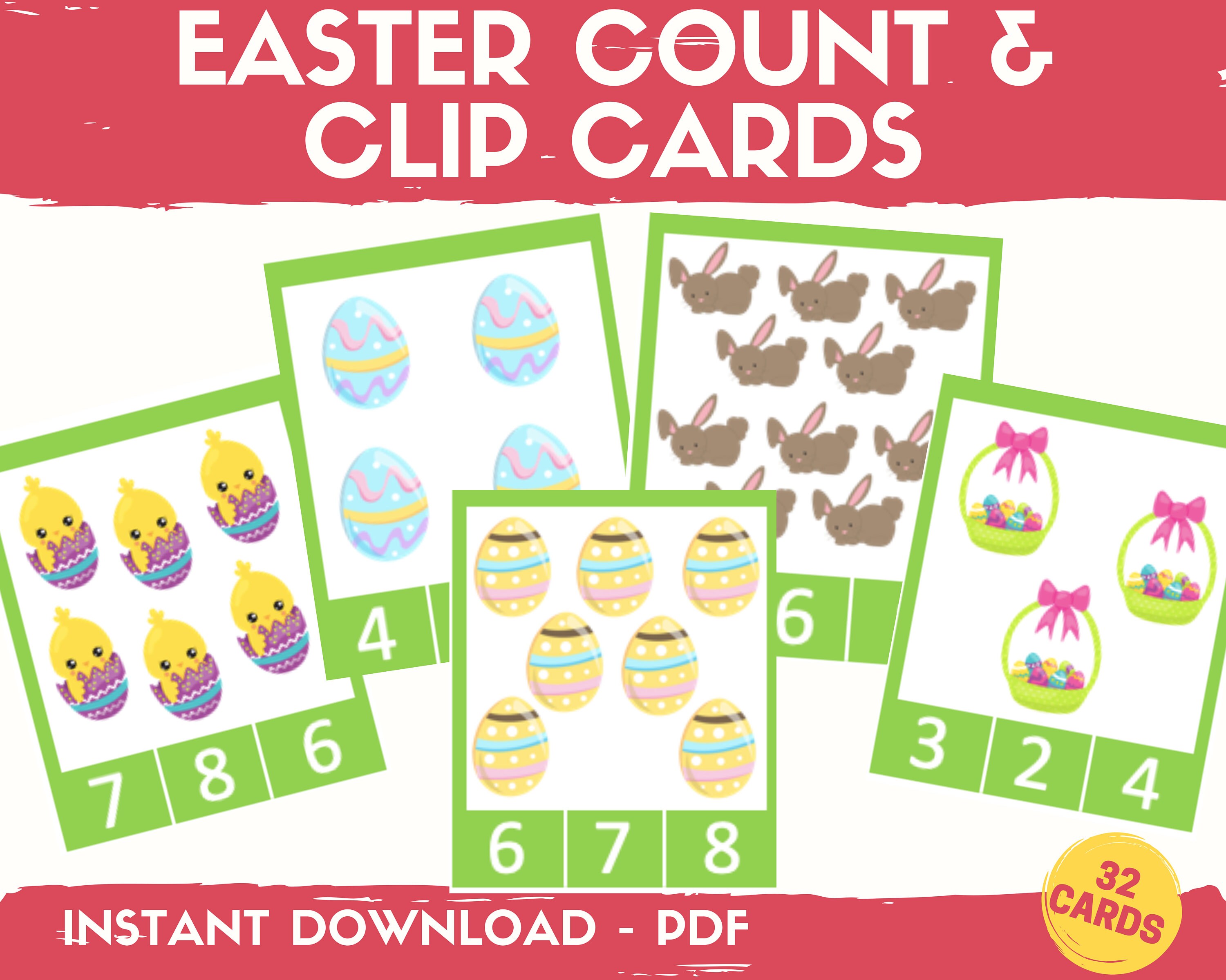 Easter Count Clip Cards Numbers 1-10 Count and Clip Activity - Etsy