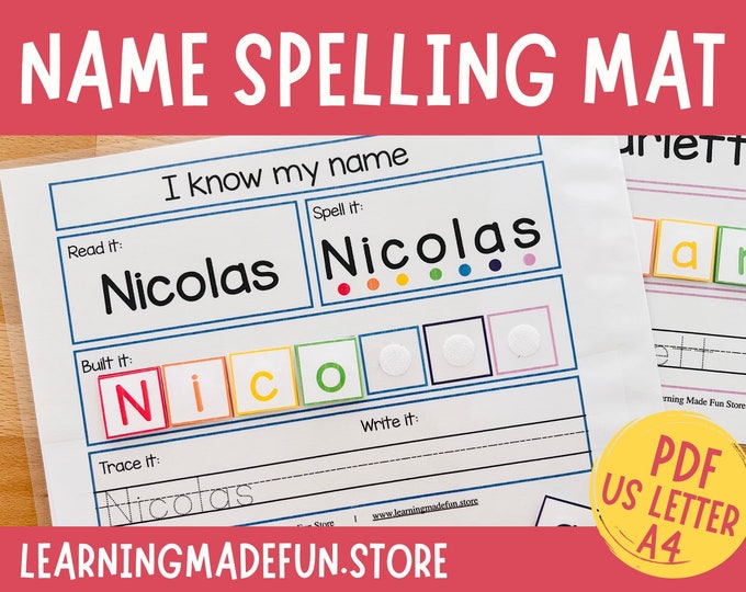 Editable Name Mat for Learning Binder or Busy Book (COMMERCIAL USE) - Etsy