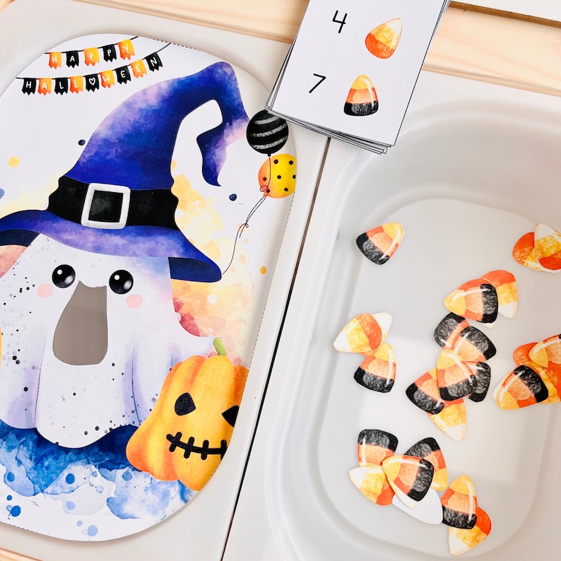 Halloween Flisat Insert, Feed the Ghost, Preschool Counting (digital ...