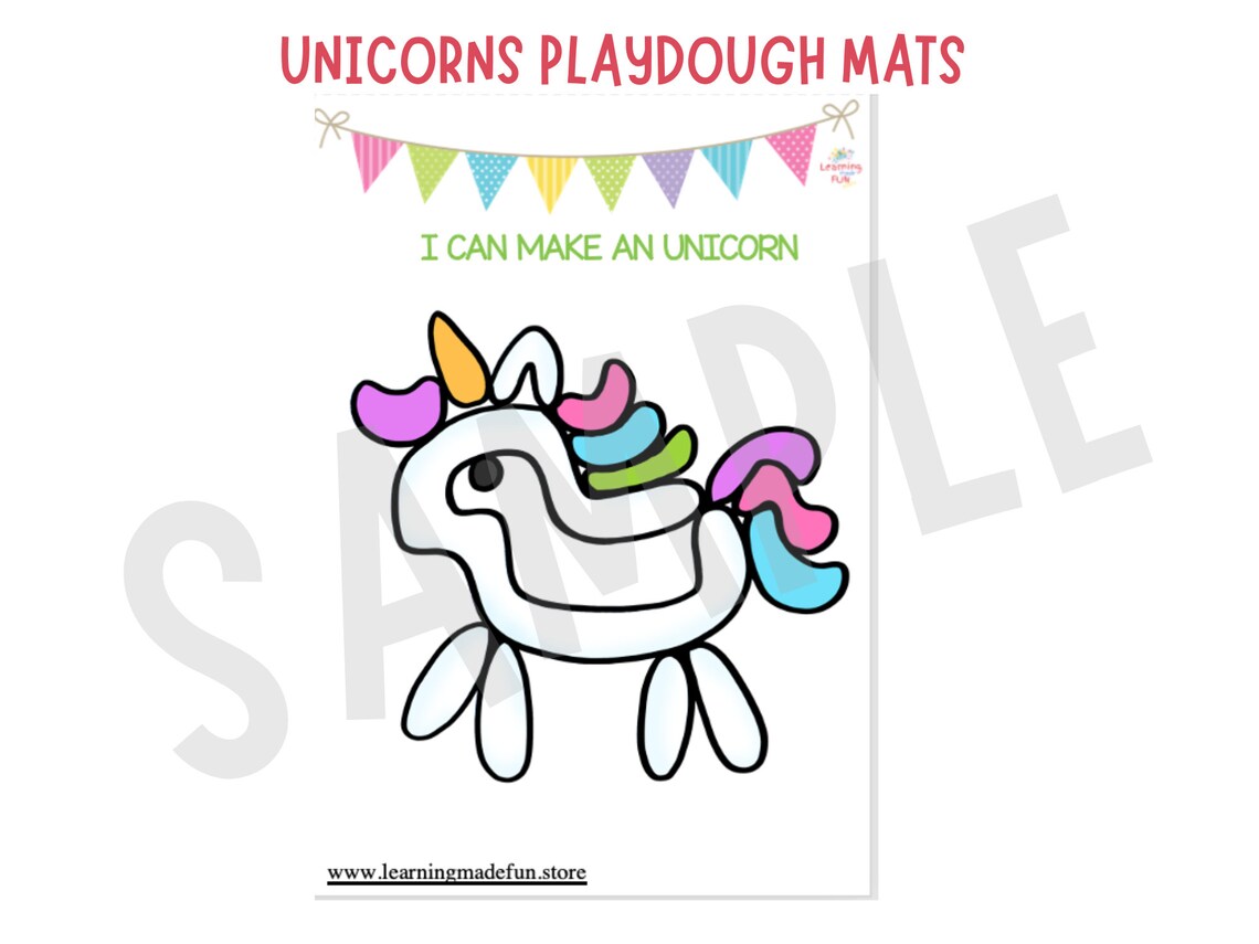 Unicorn Play Dough Mats: Preschool Activity, Fine Motor Skills (digital ...