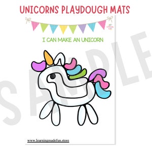 Unicorn Play Dough Mats: Preschool Activity, Fine Motor Skills (digital ...