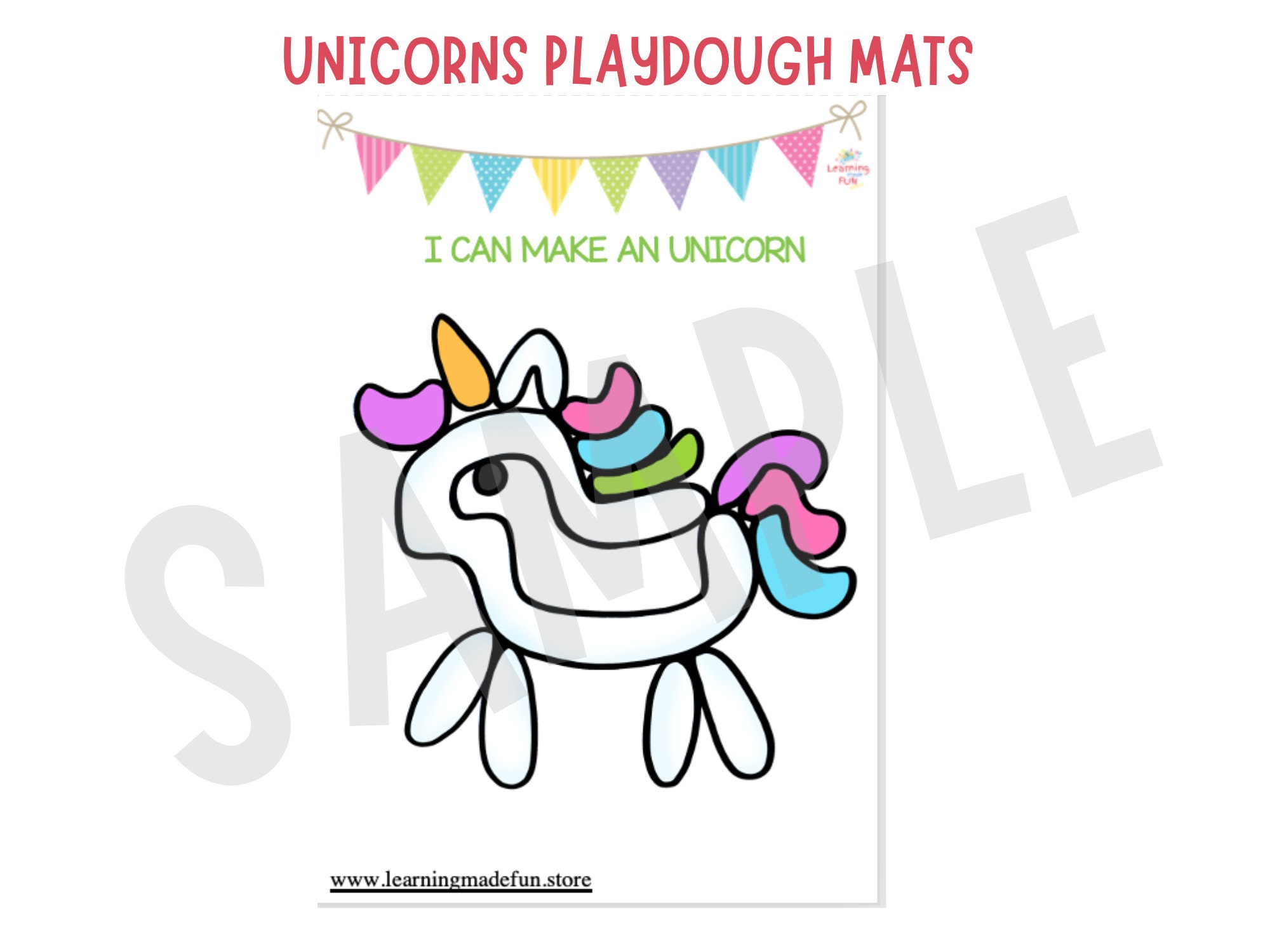 Unicorn Play Dough Mats: Preschool Activity, Fine Motor Skills (digital ...