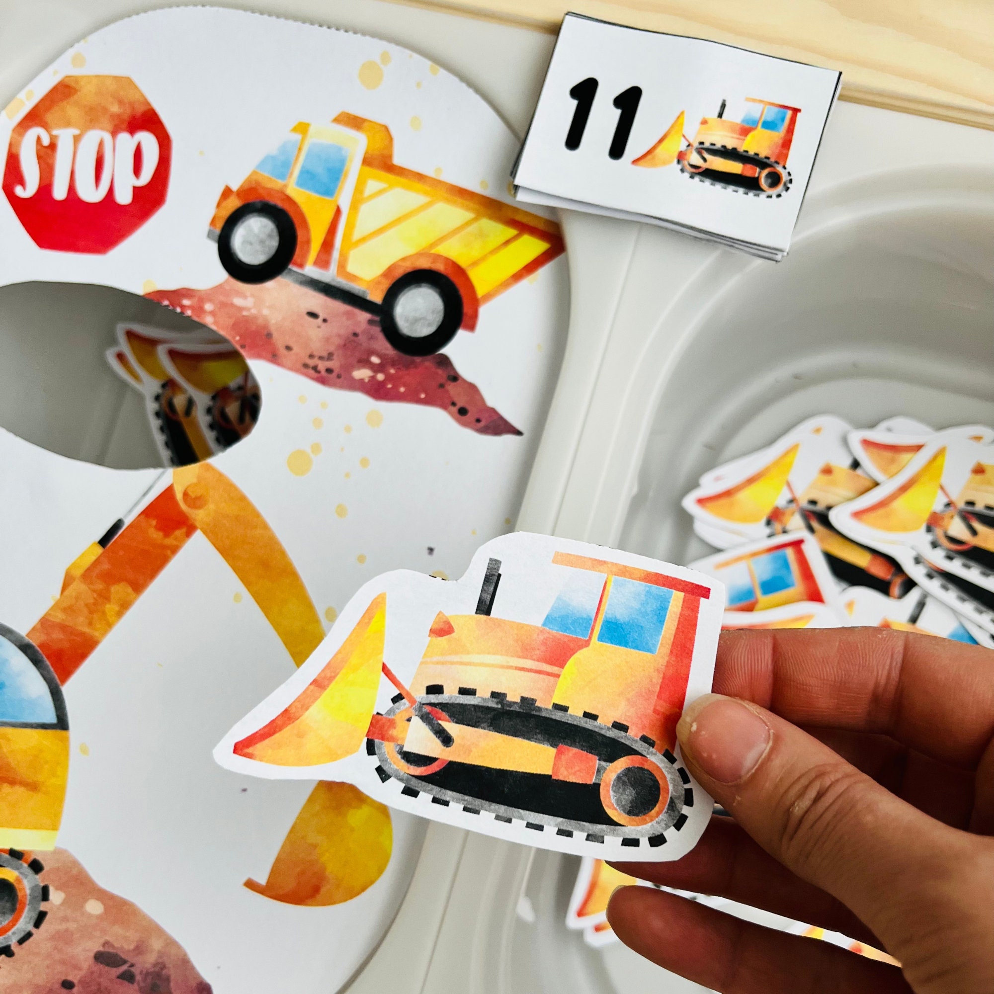 Construction Vehicles Counting, Printable Flisat Insert, Trofast Insert ...