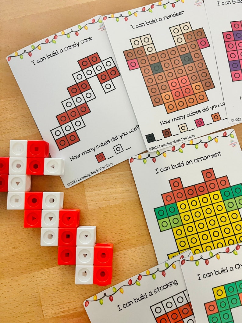 Christmas Snap Cubes Mats: Preschool Math Game (digital Download) - Etsy