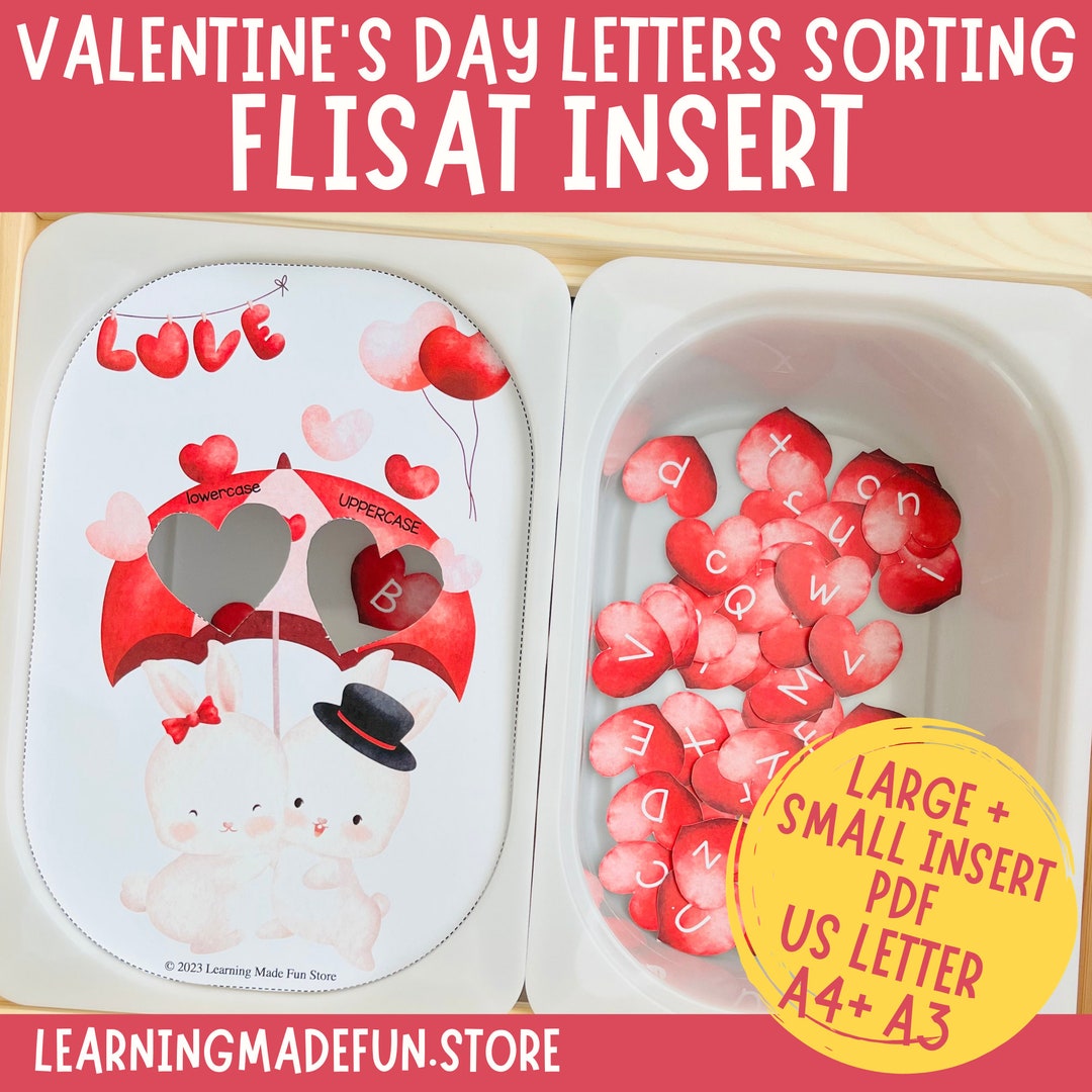 Valentines Day Letter Sorting Flisat Insert, Uppercase Lowercase ...
