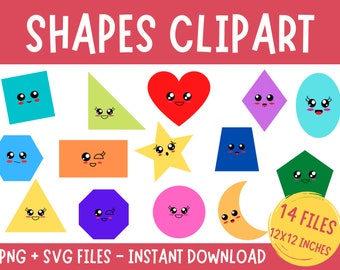 Shapes Clipart, 2D Shapes Clip Art PNG, Kawaii Geometric Shapes ...