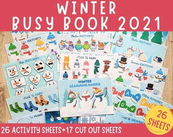 Winter Busy Book, Preschool Quiet Book, Printable Activities, Toddler ...