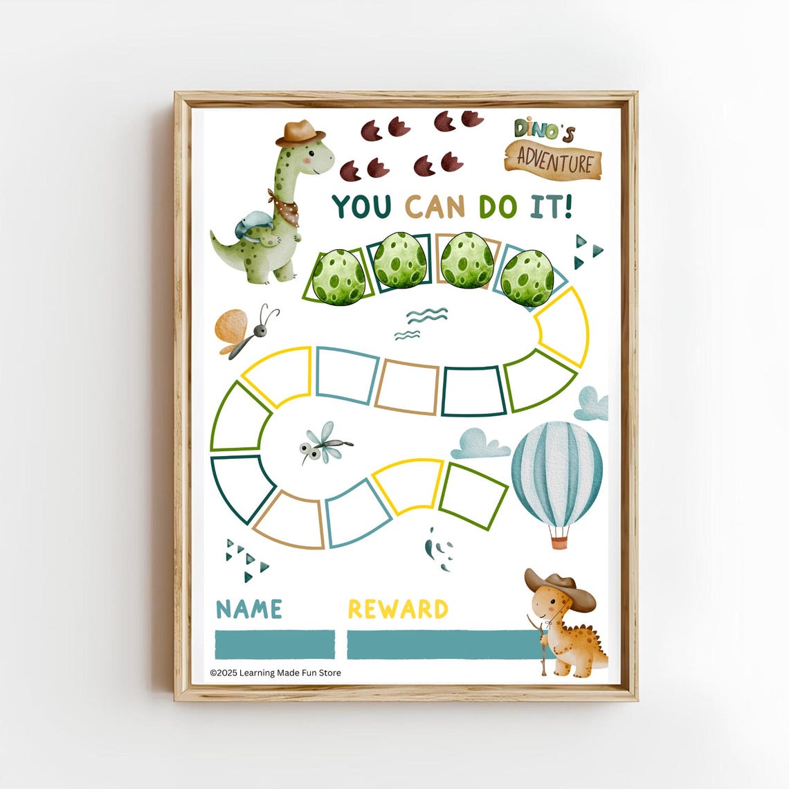 Printable Dinosaur Reward Chart for Boys – Fun Behavior Tracker – Dino ...