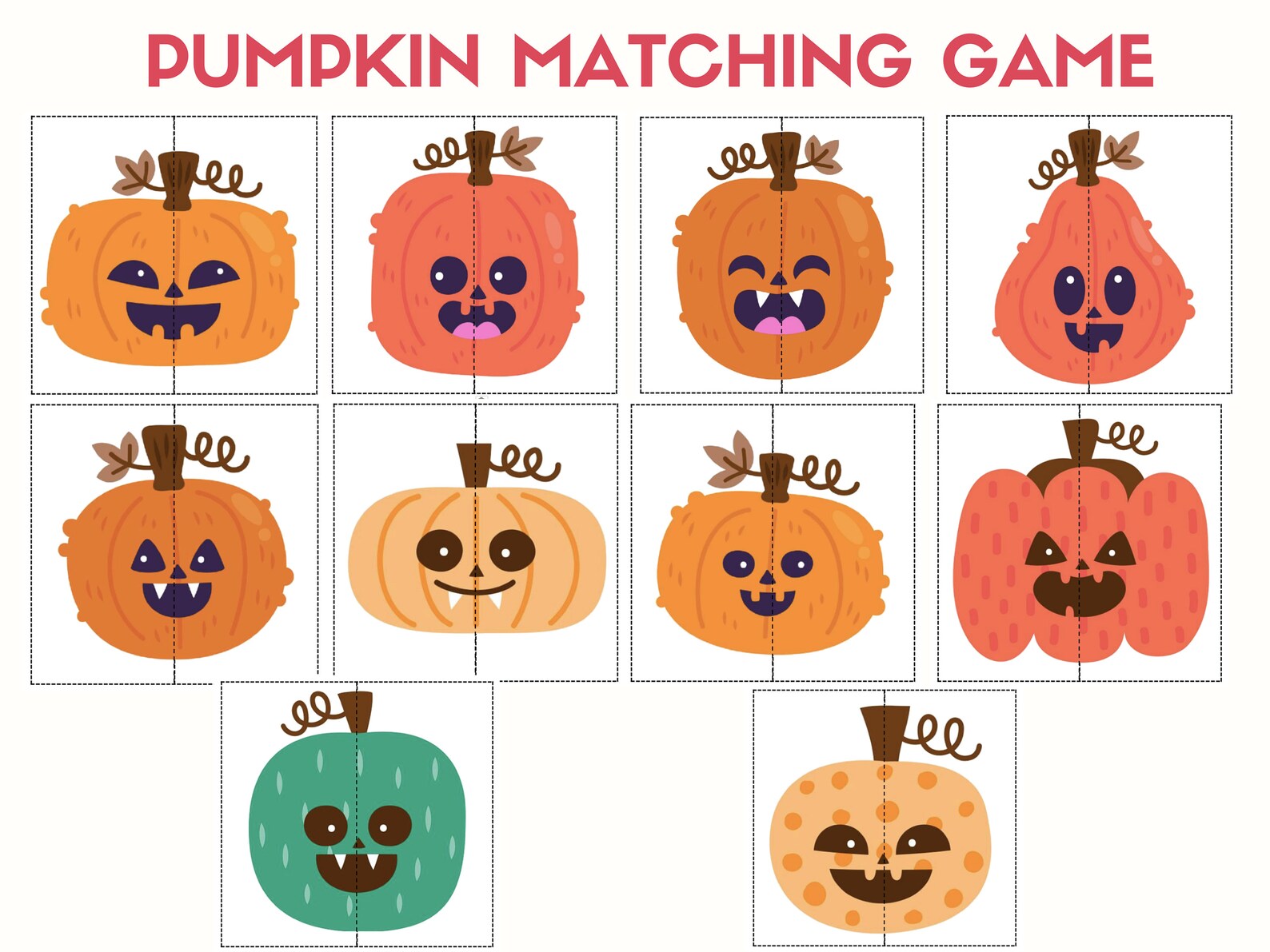 Halloween Matching Game Pumpkin Matching Activity Halloween | Etsy