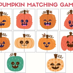 Halloween Matching Game, Pumpkin Matching Activity, Halloween Game ...