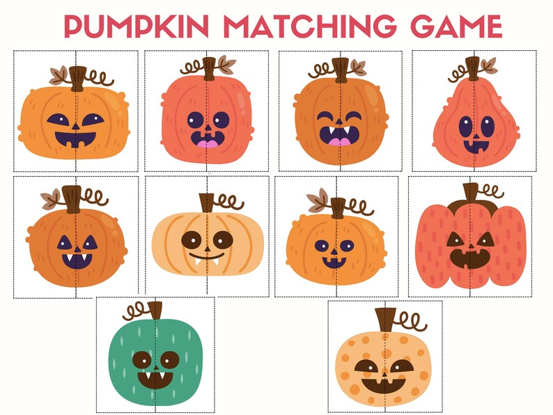 Halloween Matching Game Pumpkin Matching Activity Halloween | Etsy
