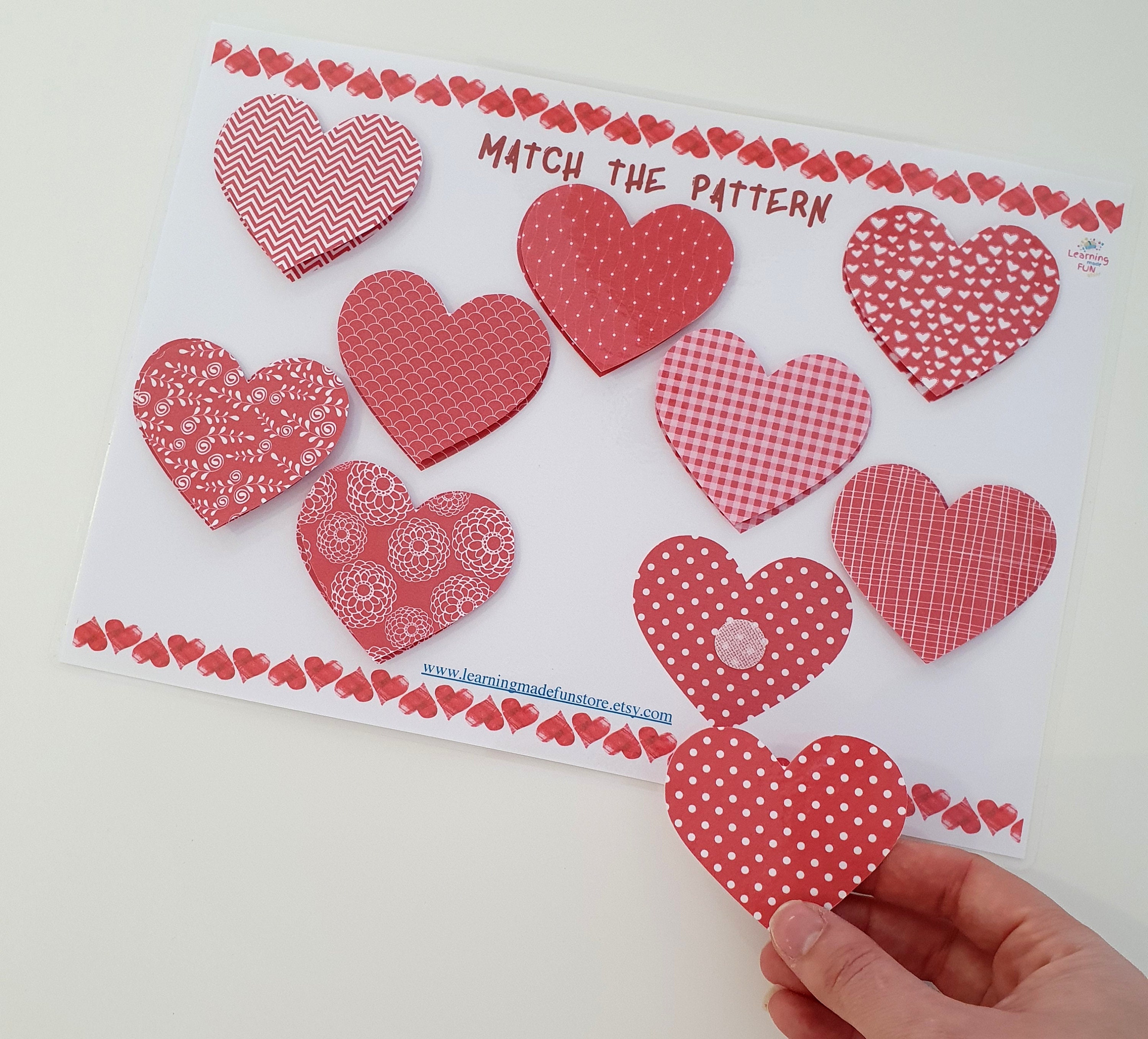 Valentine's Day Matching Game for Kids Matching Pattern - Etsy