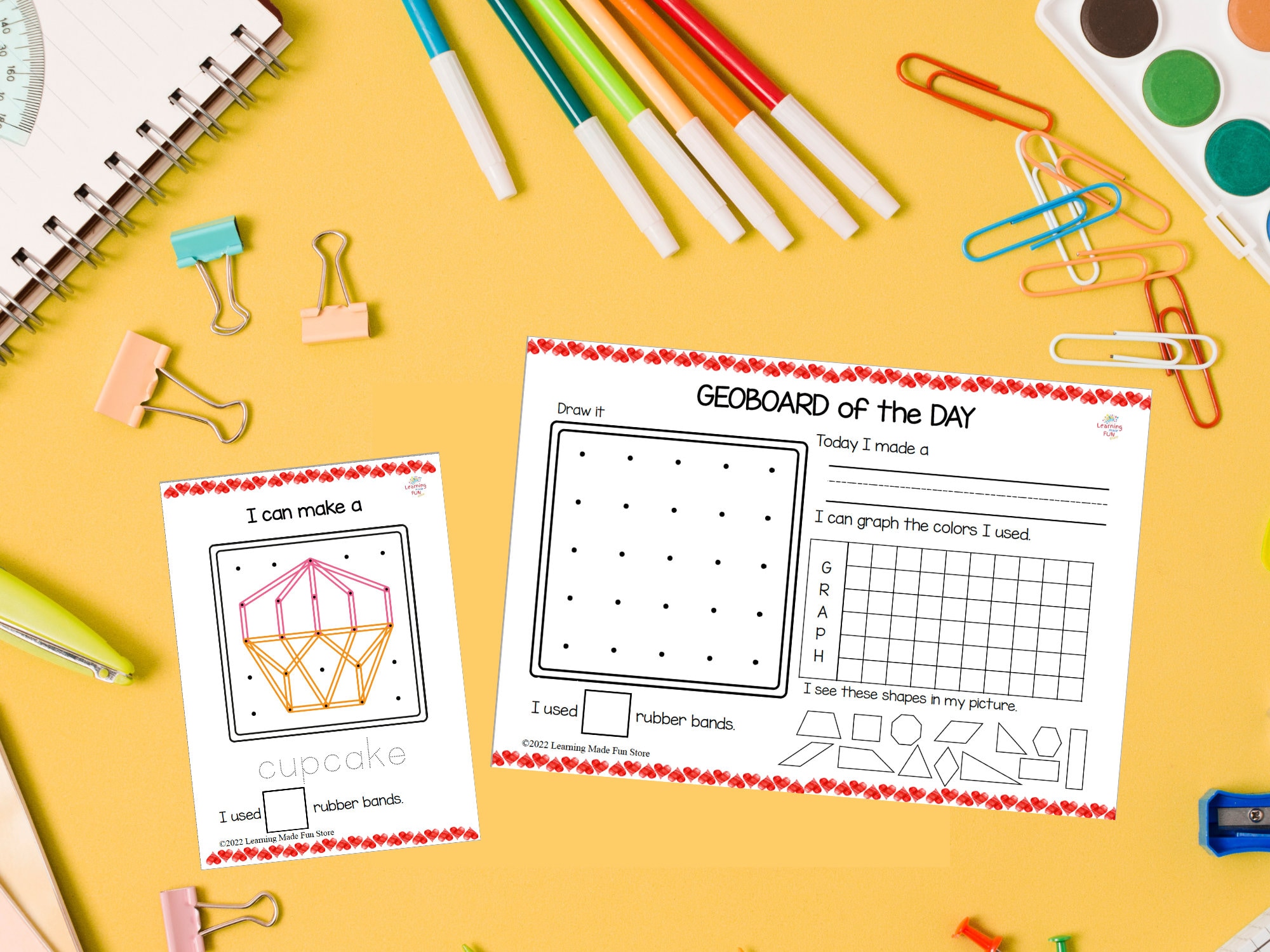 Valentine's Day Geoboard Task Cards: Fine Motor Skills Activity ...