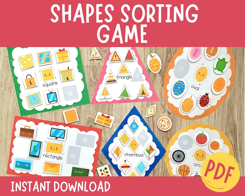 2D Shapes Sorting Game Sort by Shape Activity Shape - Etsy