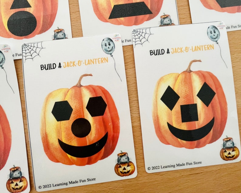 Jack-o-lantern Printable Activity: Matching Shapes Halloween Game (PDF ...