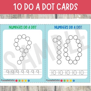 Numbers Do a Dot Activity: Preschool Tracing Cards (digital Download ...