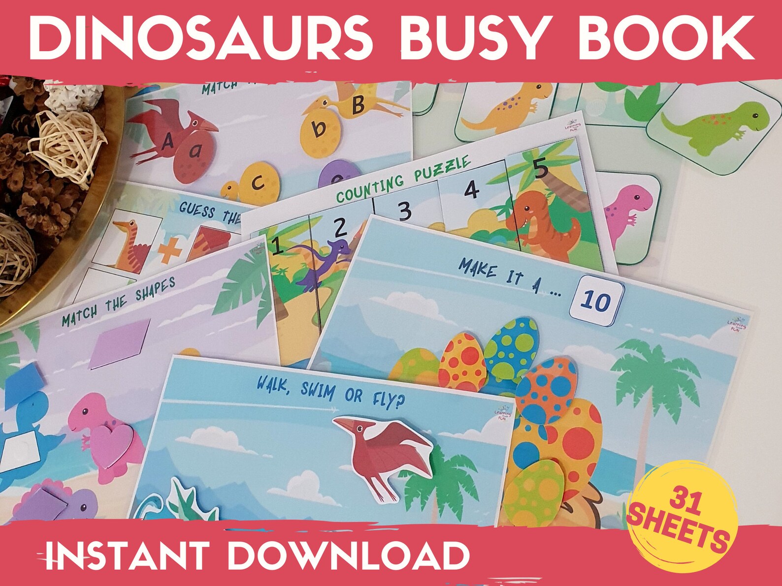Dinosaur Activity Busy Book: Homeschool Printable (PDF Download) - Etsy