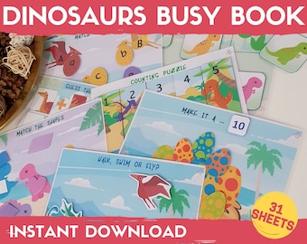 Dinosaur Worksheet Dinosaur Preschool Toddler Busy Book - Etsy