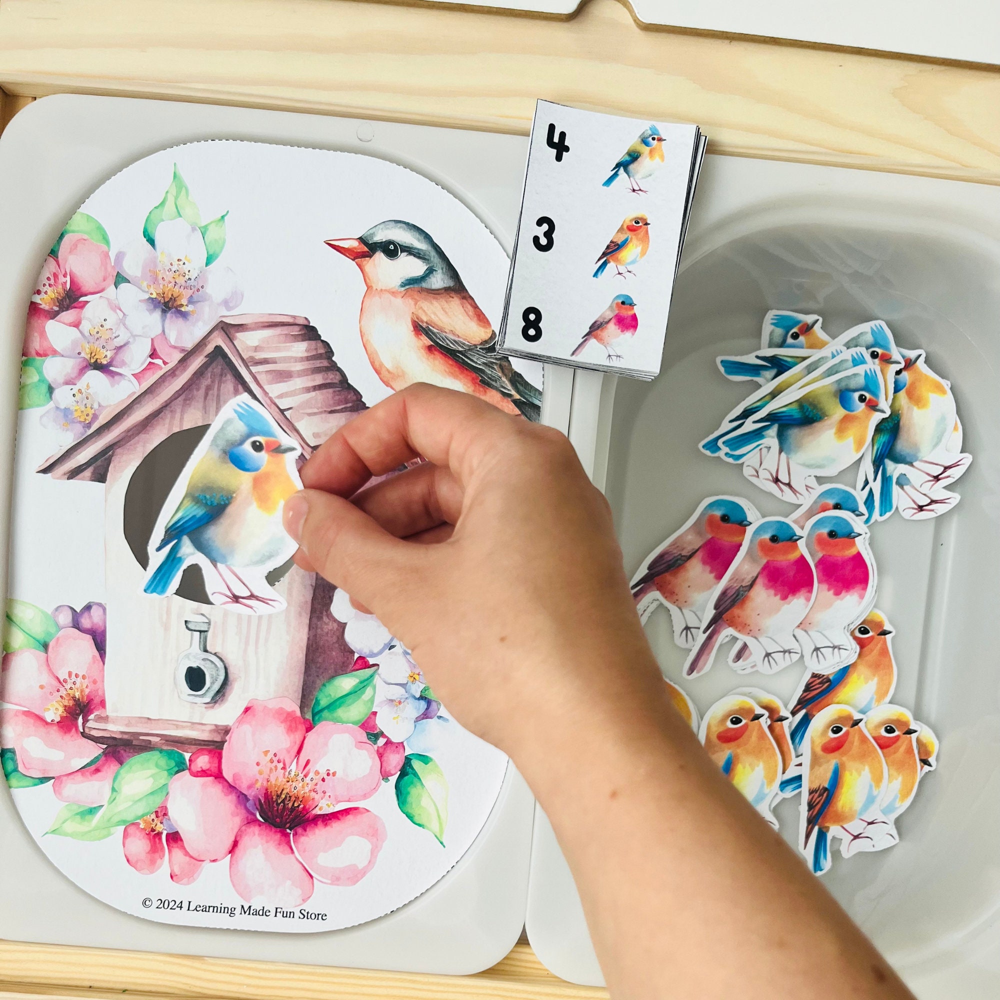 Birds Counting Flisat Insert, Preschool Sensory Play (digital Download ...