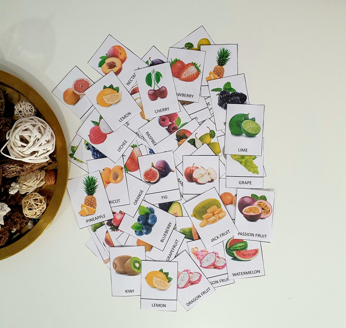 Real Fruits Flash Cards Montessori Flashcards for Toddlers - Etsy