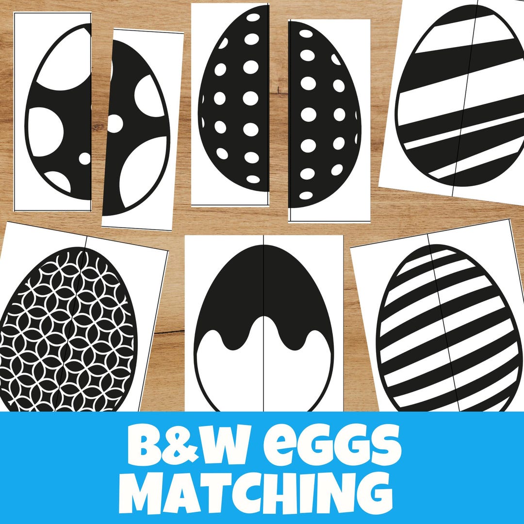 Black and White Easter Egg Matching Game | Montessori Visual ...