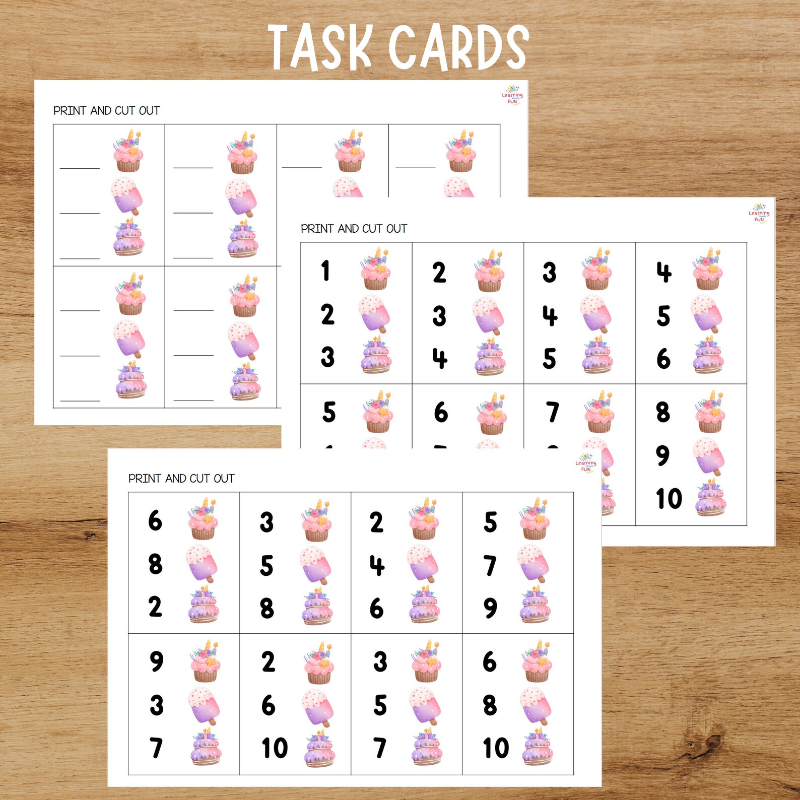 Feed the Unicorn Counting Cards: Flisat Insert Printable (digital ...