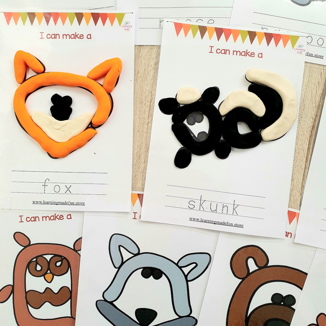 Forest Animals Play Doh Mats Visual Cards Printable Play - Etsy