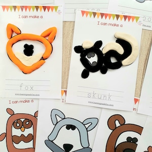 Forest Animals Play Doh Mats Visual Cards, Printable Play Dough Toddler ...