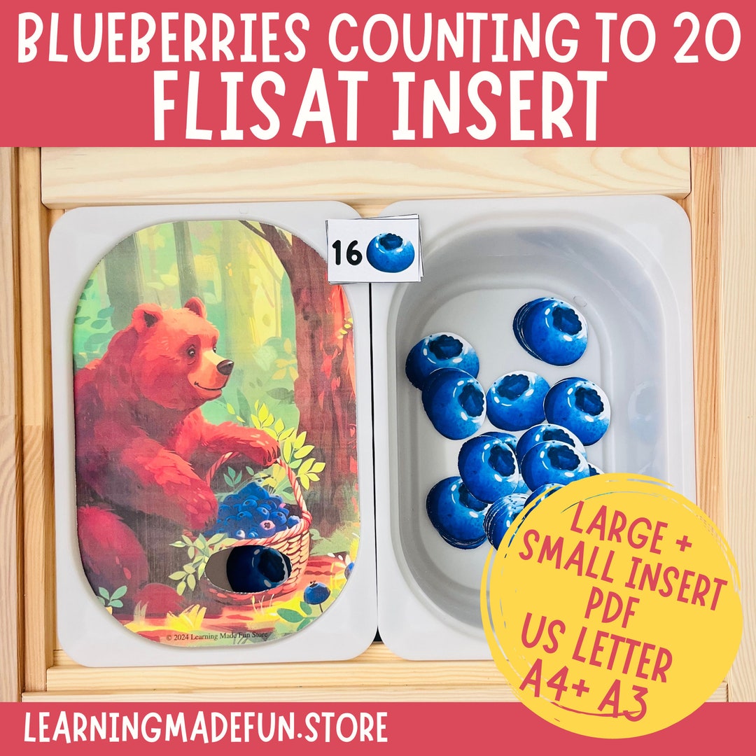 Blueberries Counting 20, Printable Flisat Insert, Trofast Insert ...