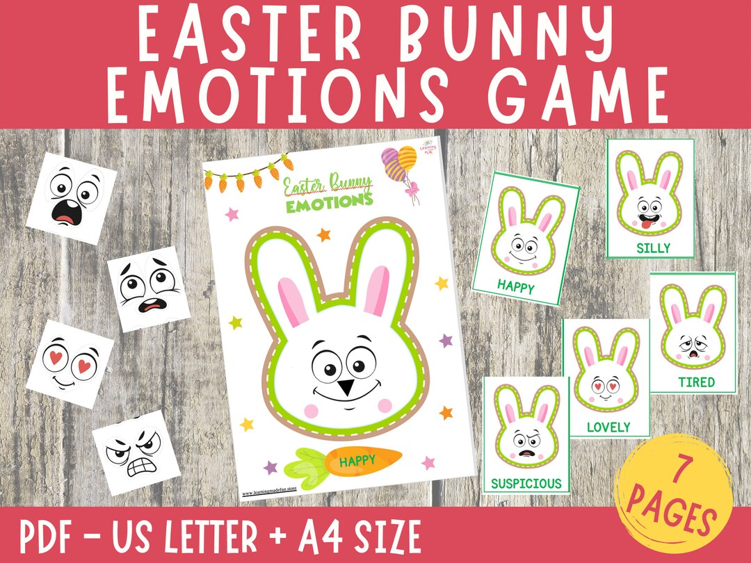 Easter Games, Bunny Emotions Feelings Games, Printable Activity Toddler ...