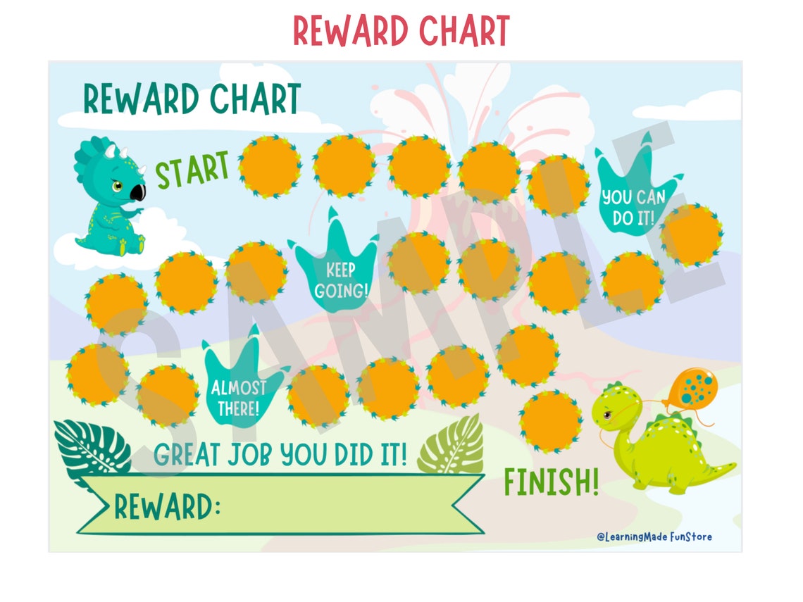 EDITABLE Dinosaurs Reward Chart Kids Reward Chart Printable | Etsy
