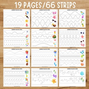 Summer Tracing Practice, Tracing Strips, Fine Motor Skills, Preschool ...
