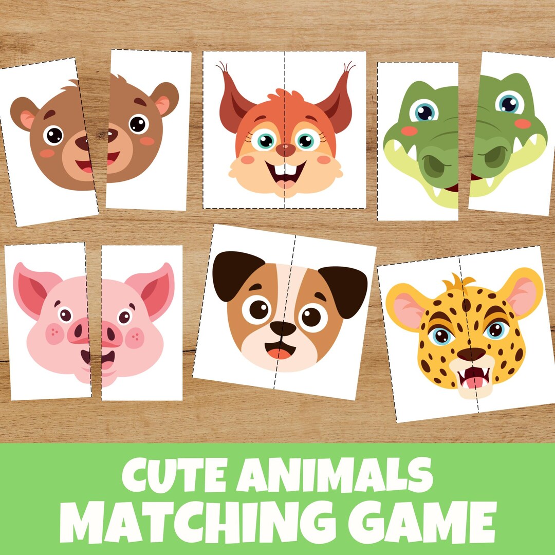 Animals Matching Game for Kids, Farm Safari Matching Activity, Animals ...