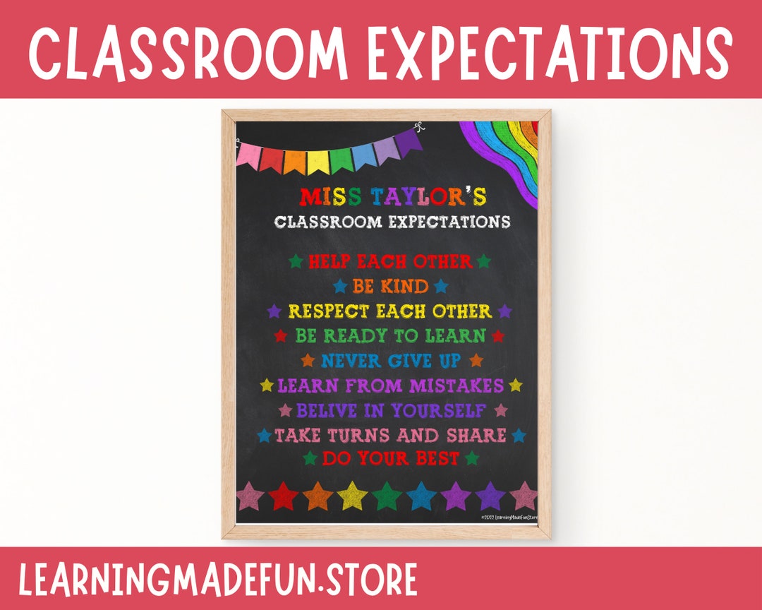 Classroom Rules Poster, Class Expectations, Bulletin Board, Educational ...