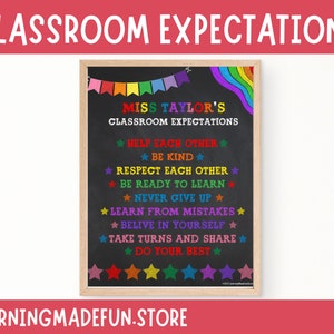 Classroom Rules Poster: Educational Expectations Decor (digital ...